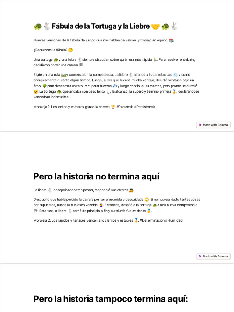 Fabula de La Tortuga y La Liebre | PDF