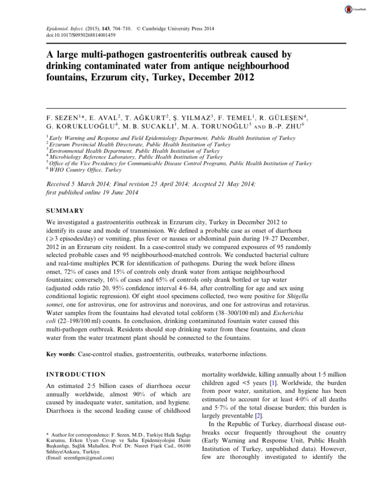 A Large Multi-Pathogen Gastroenteritis Outbreak Caused by | PDF ...