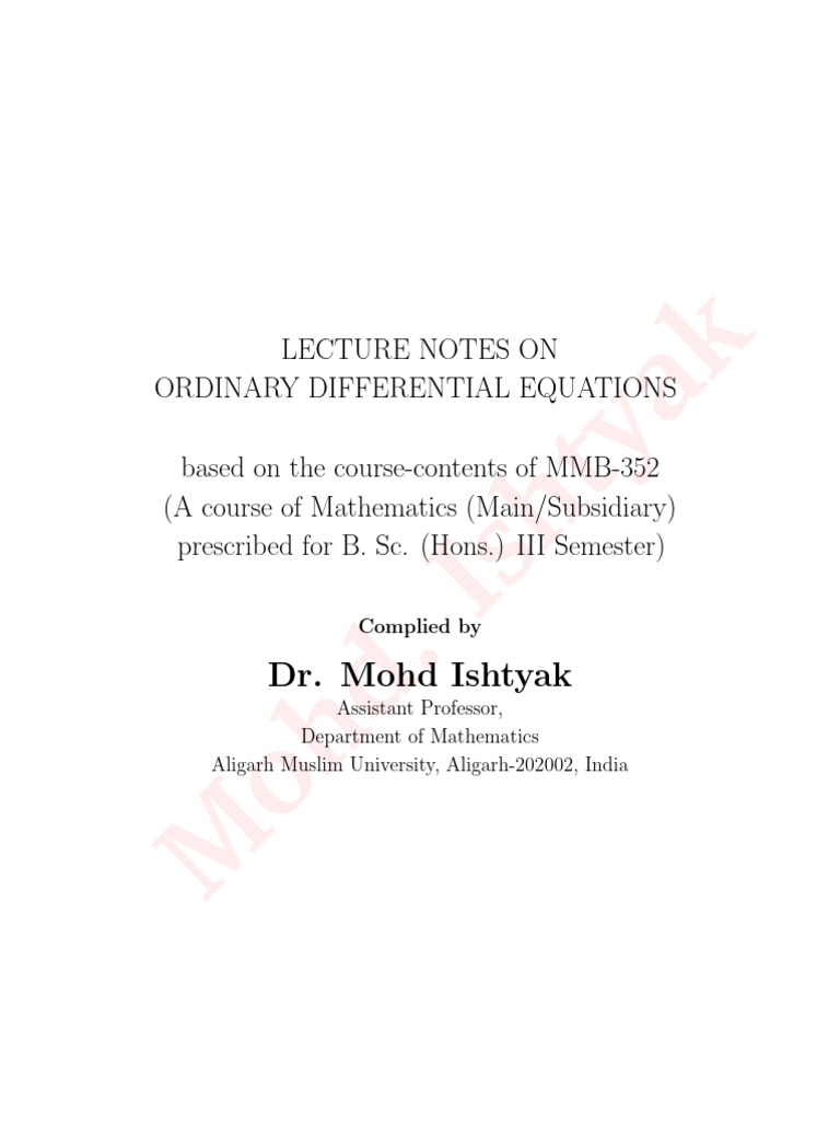 Ode Unit 2 | PDF | Ordinary Differential Equation | Equations