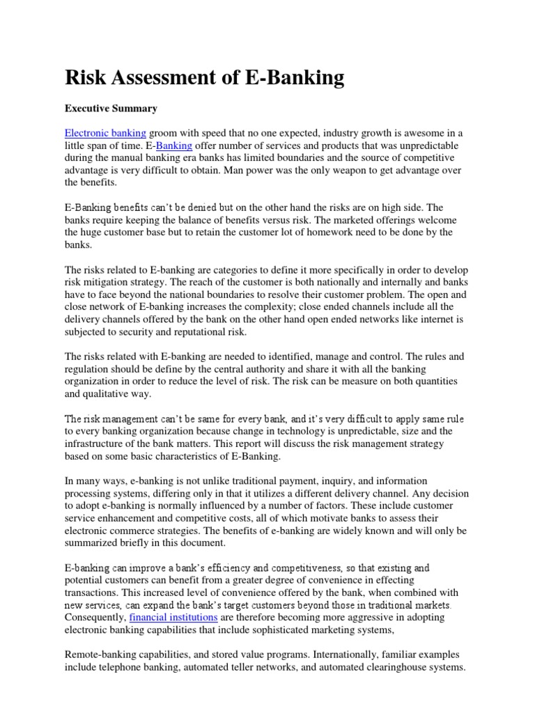 Risk Assessment of E-Banking | PDF | Automated Teller Machine | Threat ...