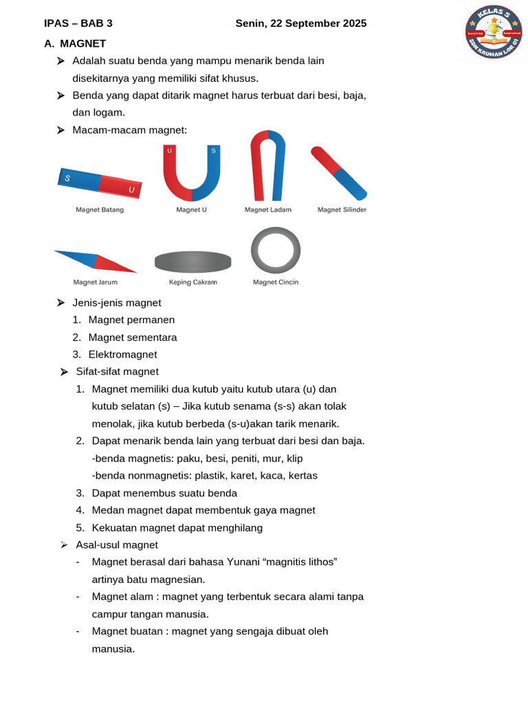 Materi Ipas - Magnet Dan Listrik | PDF