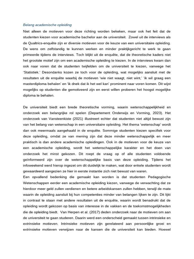 Belang Academische Opleiding | PDF