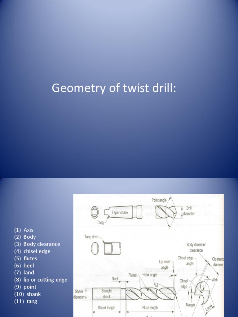 Geometry of Twist Drill | PDF | Drill | Drilling