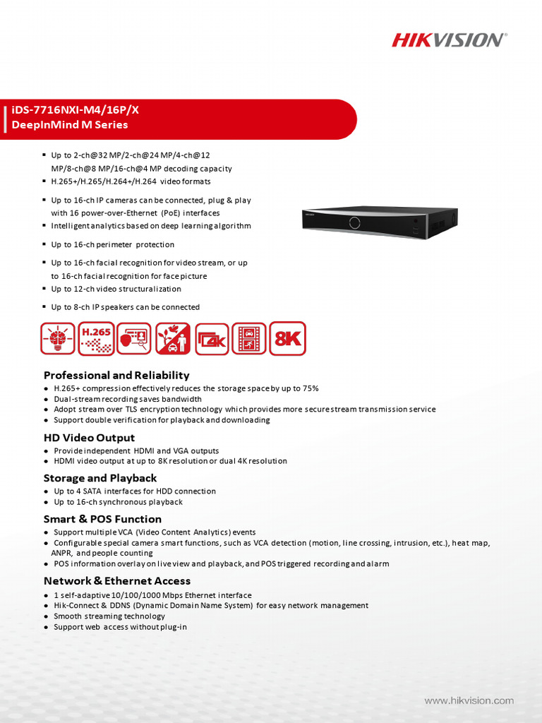 iDS-7716NXI-M4 16P X Datasheet 20250117 PDF | PDF | Hdmi | Video