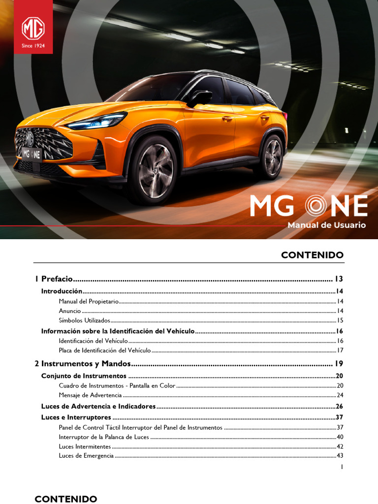 Manual de Usuario MG One 2024 | PDF | Tecnología de vehículos ...