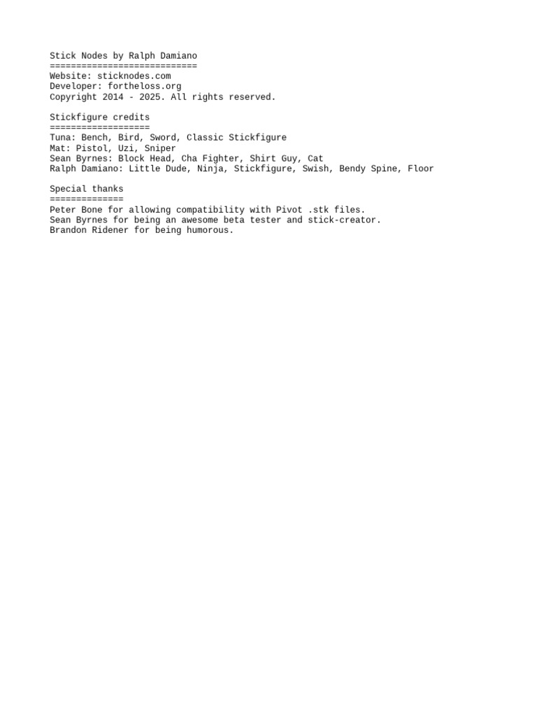 Stick Nodes: Mech Stickfigure Credits | PDF