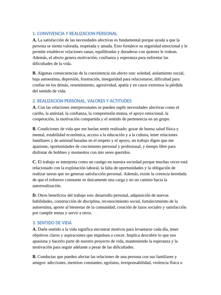 Convivencia y Realización Personal: Claves para el Bienestar | PDF ...