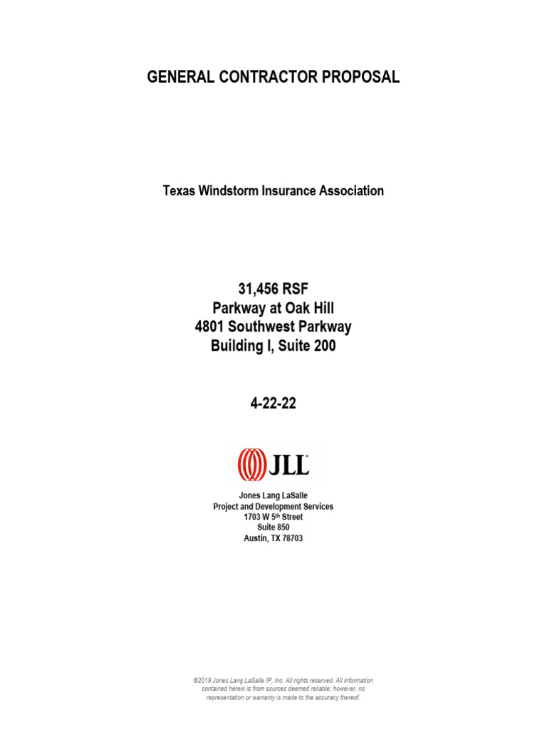 TWIA General Contractor RFP 4.22.22 | PDF | Cost Of Living | General ...