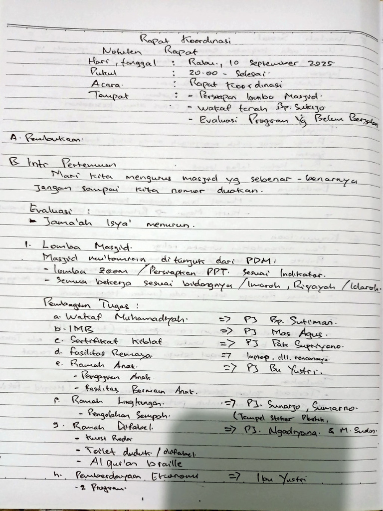 Notulen Rapat Takmir, 10 September 2025 | PDF