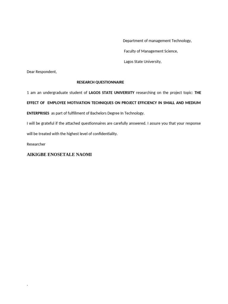 Copy-Naomi's Questionnaire | PDF | Leadership | Incentive