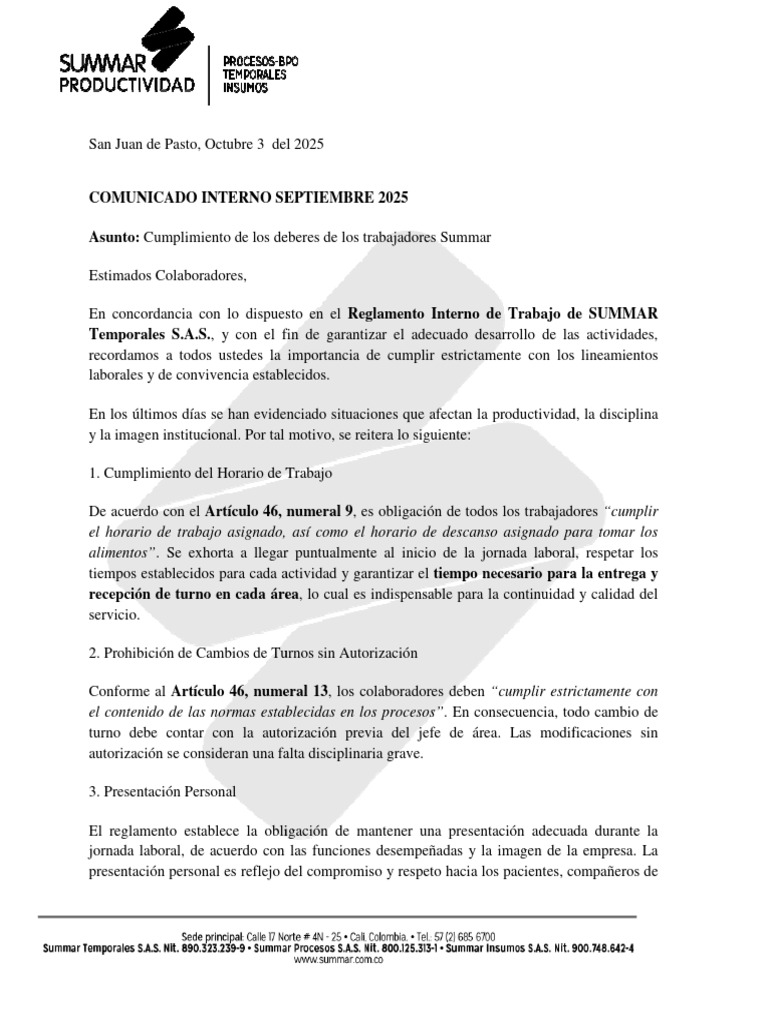 COMUNICADO - INTERNO (1) Firmado | PDF
