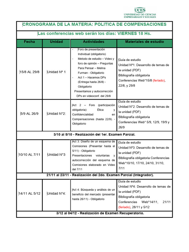 Cronograma - Pol - Comp. 2025 V | PDF