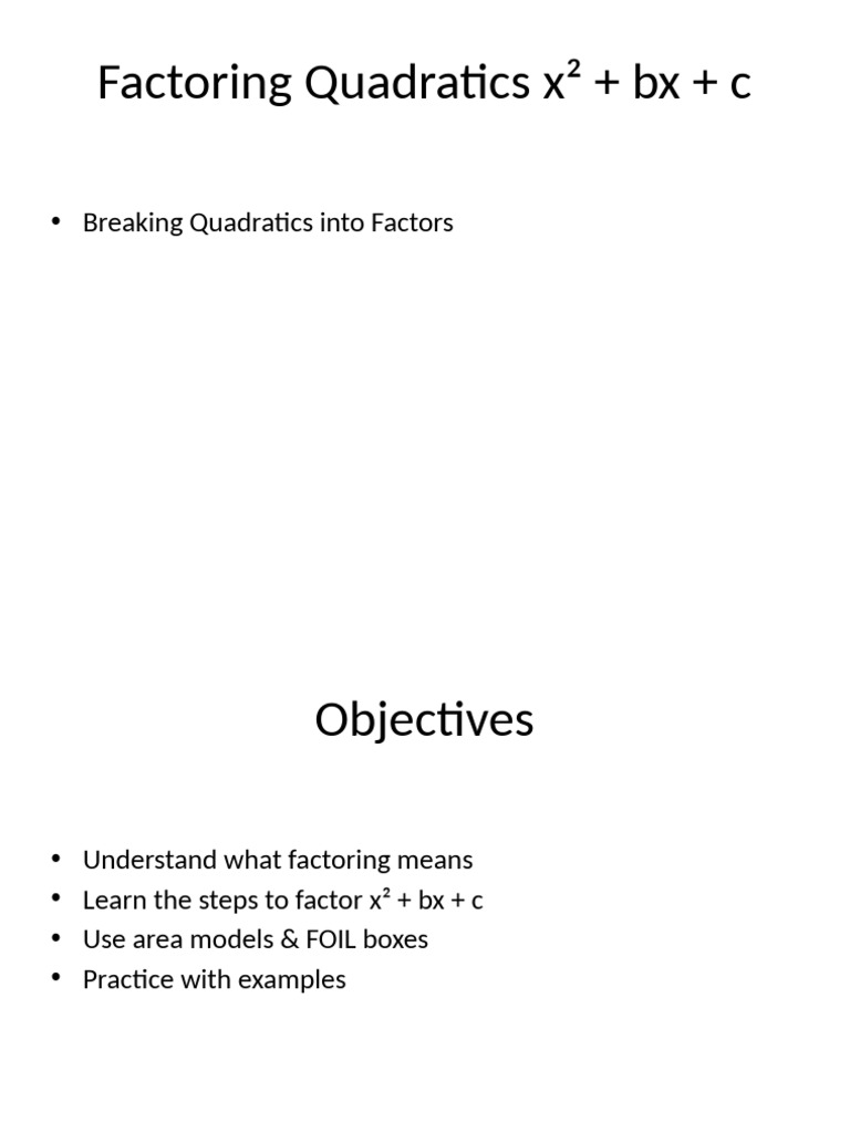 Factoring Quadratics: Step-by-Step Guide | PDF