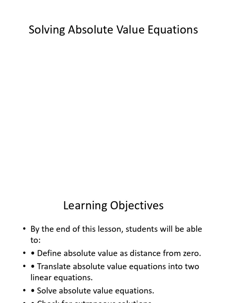 Absolute Value Equation | PDF