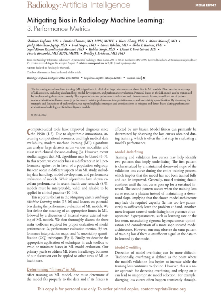 Faghani Et Al 2022 Mitigating Bias in Radiology Machine Learning 3 ...