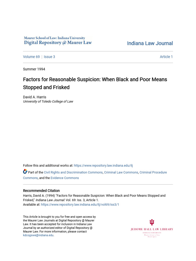 Factors For Reasonable Suspicion | PDF | Terry Stop | Reasonable Suspicion