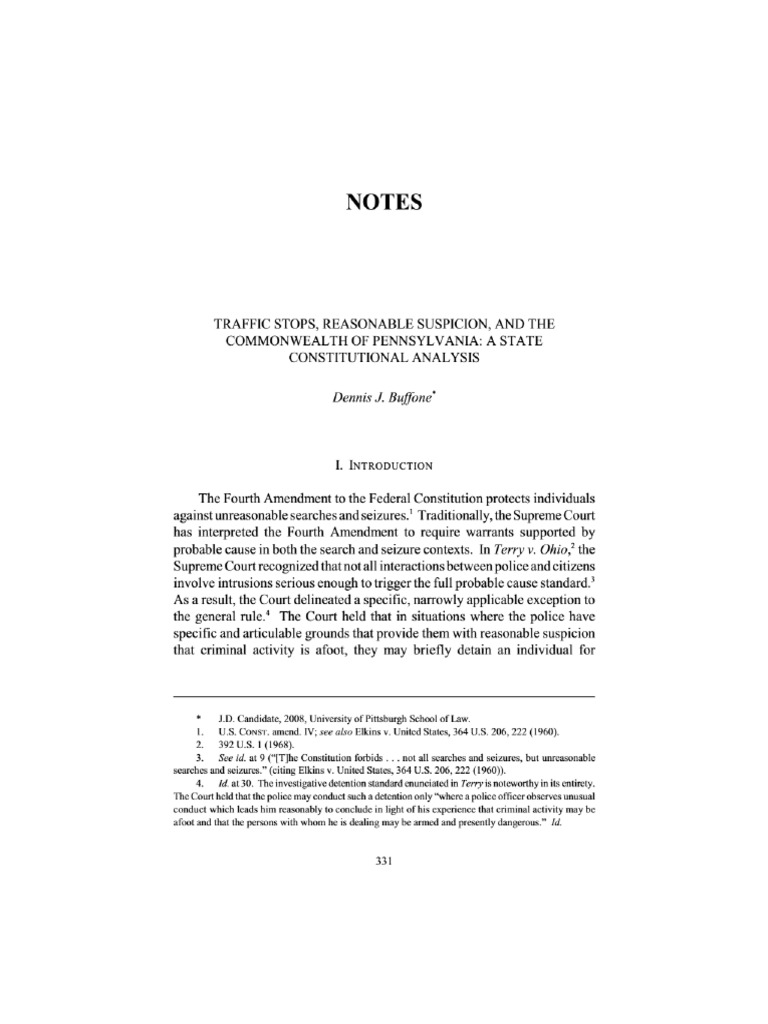 View of Traffic Stops, Reasonable Suspicion, and The Commonwealth of ...