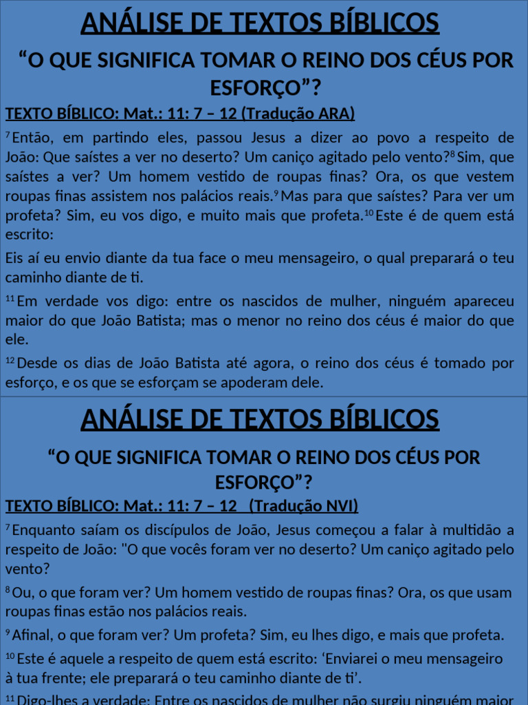 O Que Significa Tomar o Reino Dos | PDF