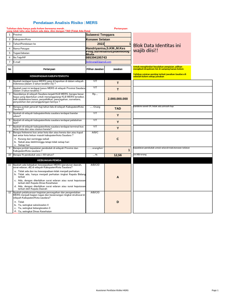 Pemetaan Risiko MERS - Rev 14112019 | PDF