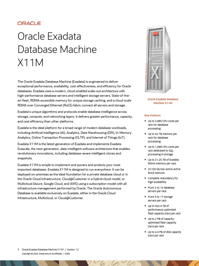 Exadata x11m Ds Final v1.2+ | PDF | Databases | Cache (Computing)