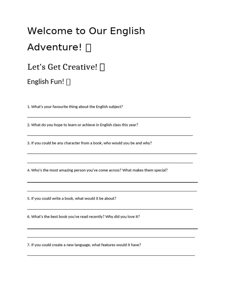 Creative English Class Activities | PDF
