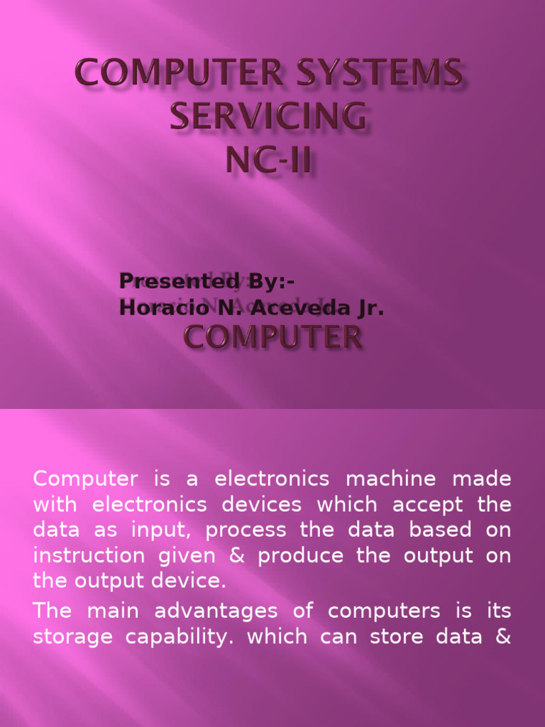 COC 1 - Computer Systems Servicing Presentation by Horacio N. Aceveda JR | PDF | Random Access ...