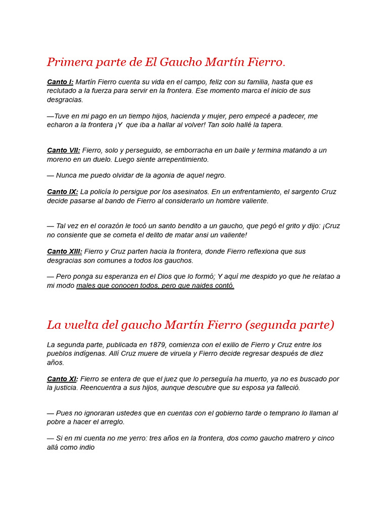 El Gaucho Martín Fierro | PDF