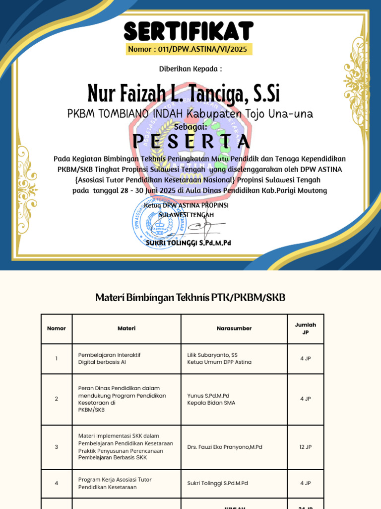 Sertifikat Nur Faizah | PDF