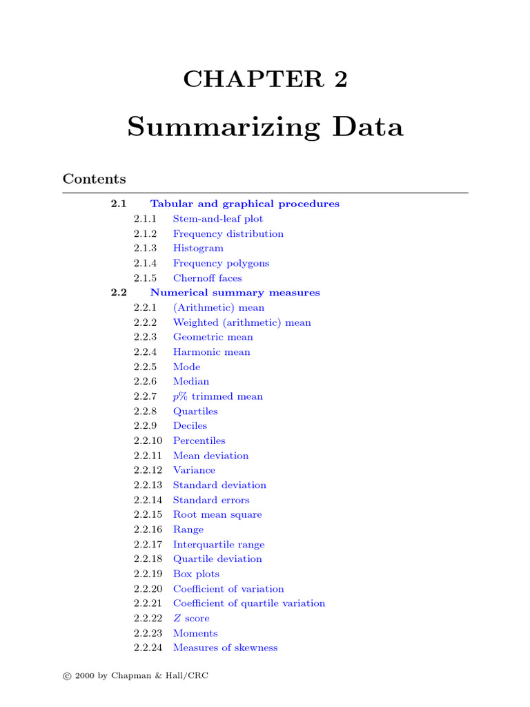 Chapter 2 - Summarizing Data | PDF | Mean | Histogram