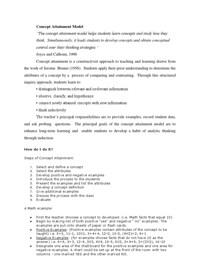 Concept Attainment Model | PDF | Communication | Cognitive Science