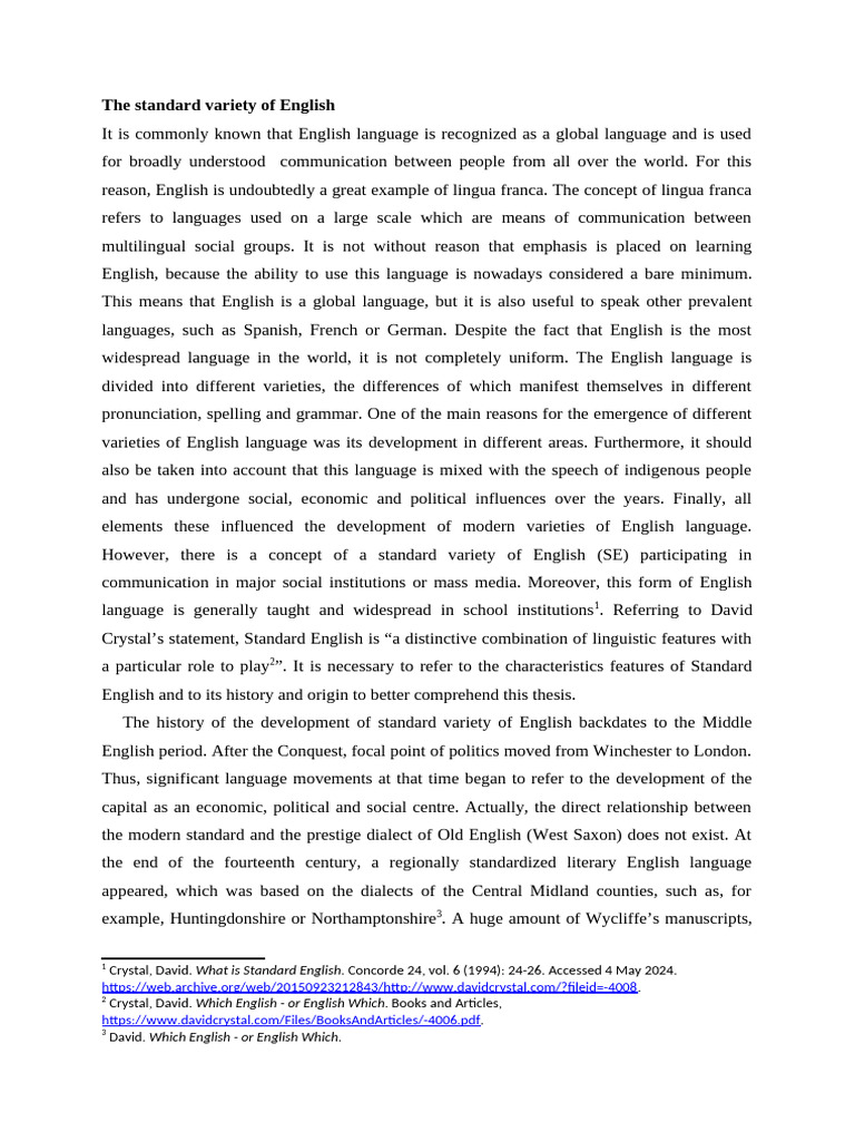 Standard Variety of English | PDF | English Language | Multilingualism