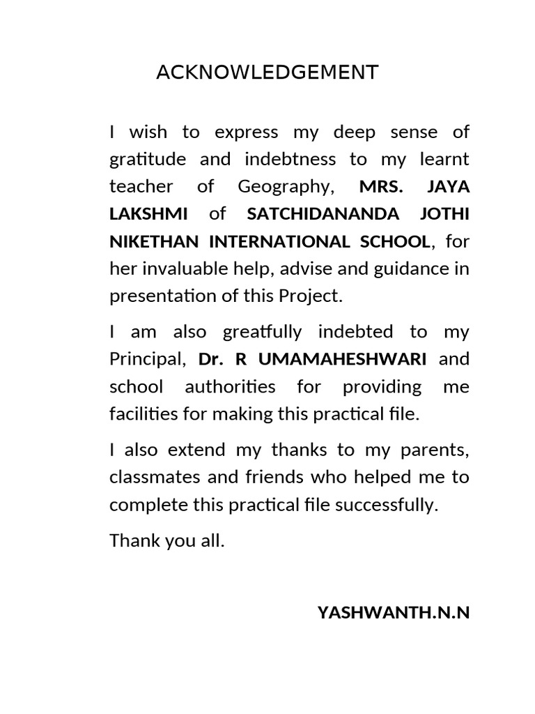 Acknowledgment for Project Support | PDF