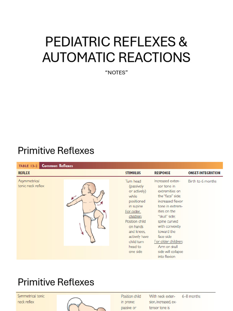 REFLEXES & AUTOMATIC REACTIONS For The Baby | PDF