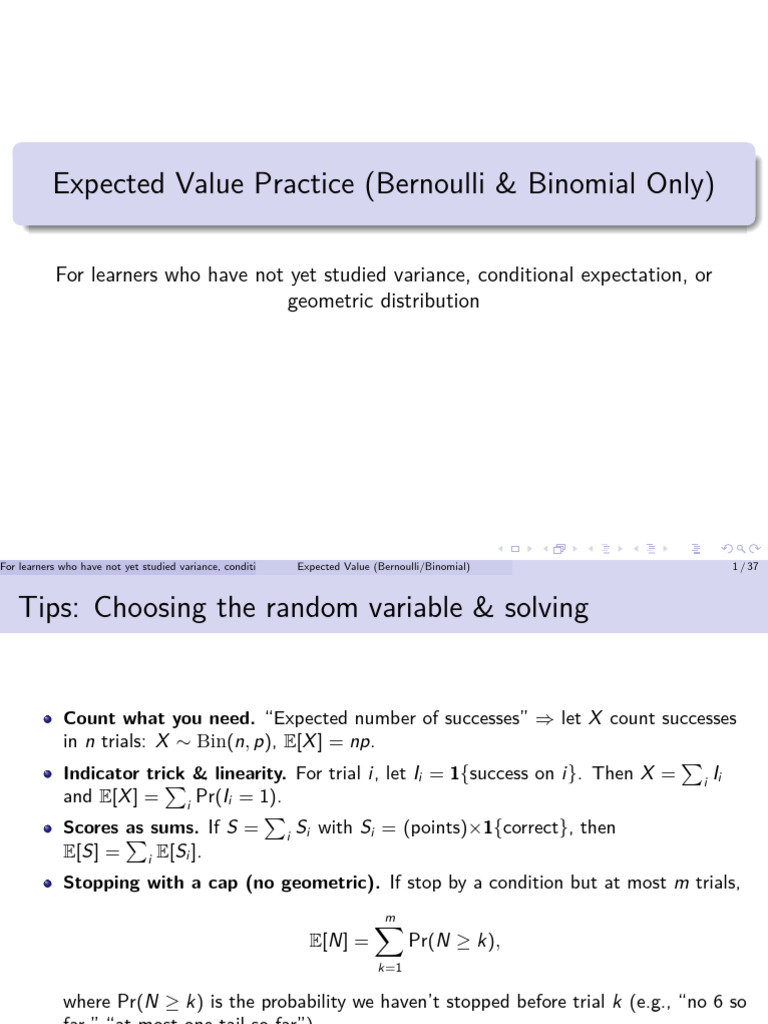 Probability__exercises__Bernoulli_and_Binomial_Distribution__Expectation_ | PDF | Probability ...