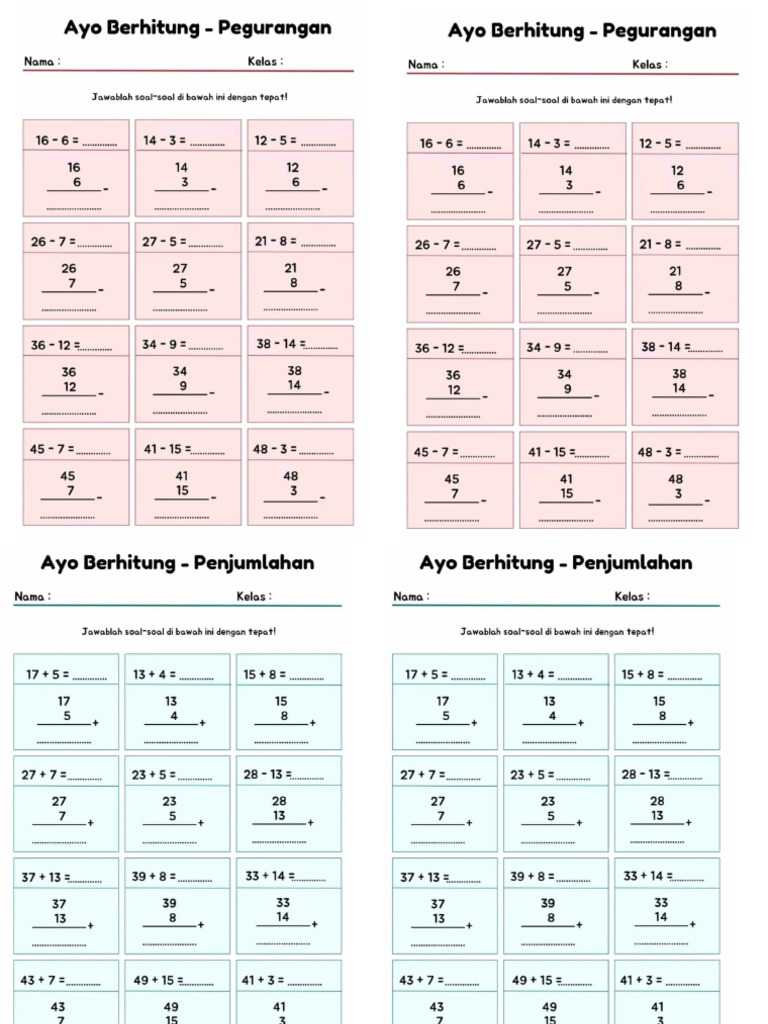LKPD Penjumlahan Dan Pengurangan | PDF