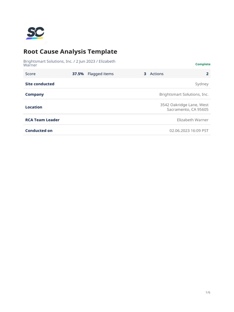 Root Cause Analysis Report Overview | PDF | Information Science | Computing