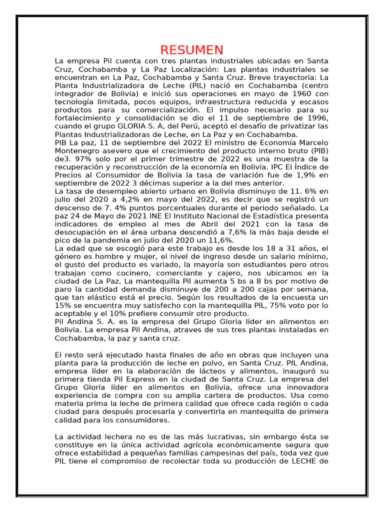 Pil Andina: Líder en Lácteos en Bolivia | PDF | Bolivia | Lechería