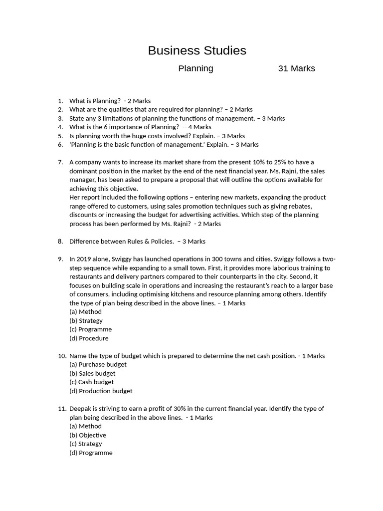 Business Studies 1st 4 Chapters | PDF