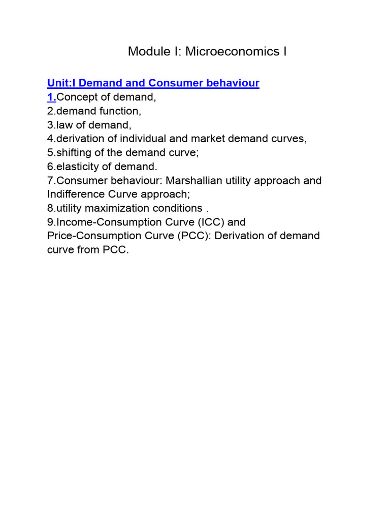 Module I - Microeconomics I - Semester 1 | PDF