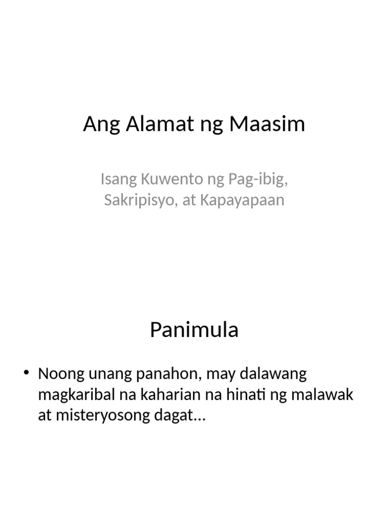 Alamat NG Maasim Presentation | PDF