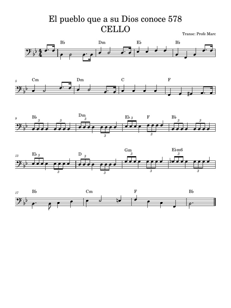 El Pueblo Que A Su Dios Conoce 578 CELLO | PDF