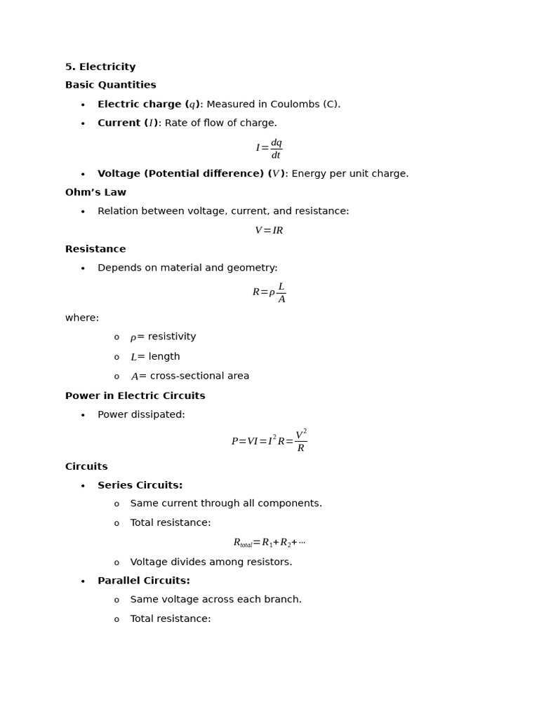 Electricity Basics: Charge, Current, and Circuits | PDF