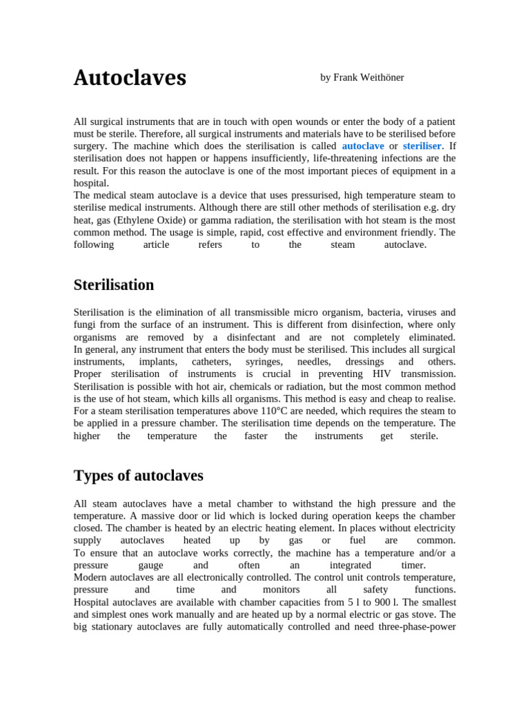 Understanding Autoclaves for Sterilization | PDF | Sterilization ...