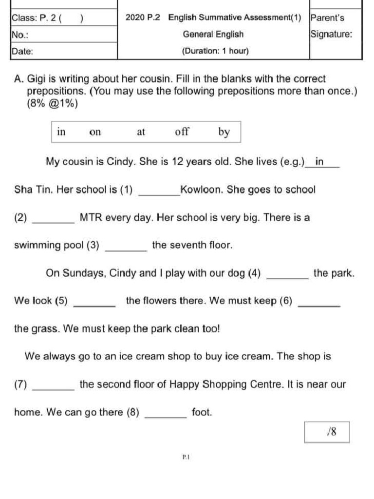 P2 English First Term 02 | PDF