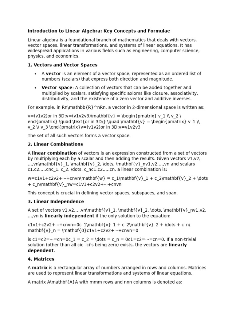 Introduction To Linear Algebra | PDF | Matrix (Mathematics) | System Of ...