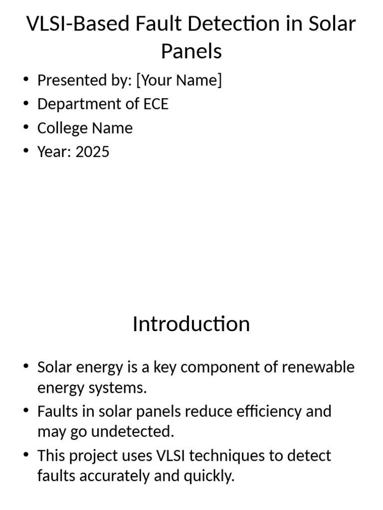 VLSI Fault Detection Solar Panels | PDF