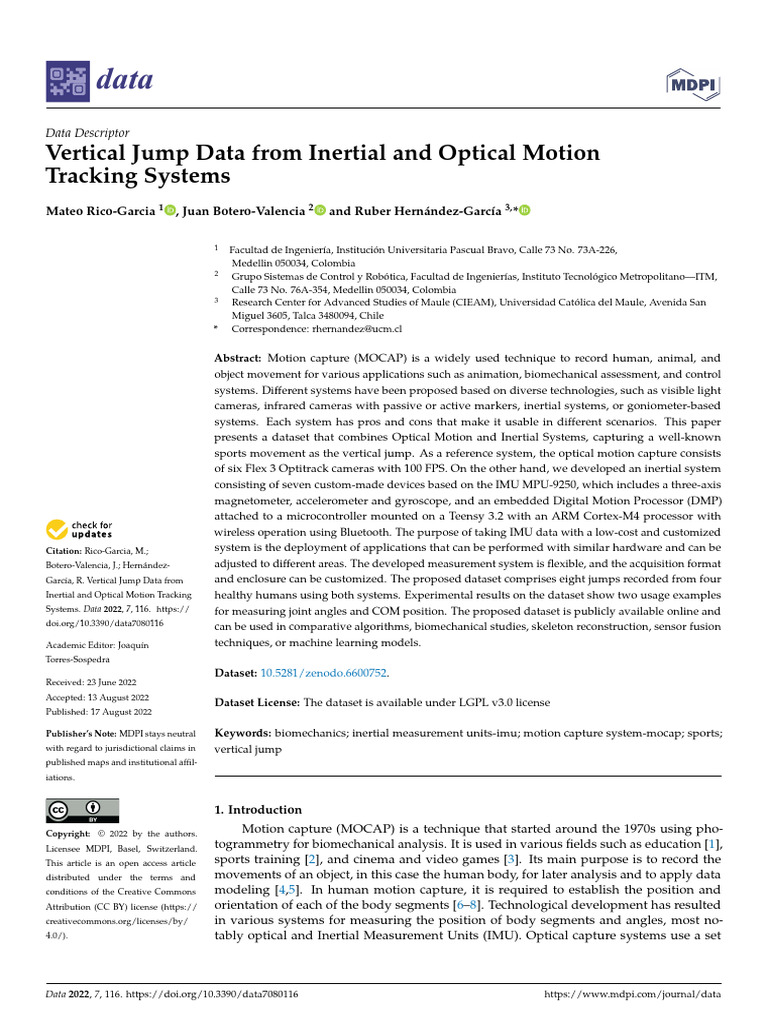 Vertical Jump Dataset: Motion Capture Analysis | PDF | Inertial ...