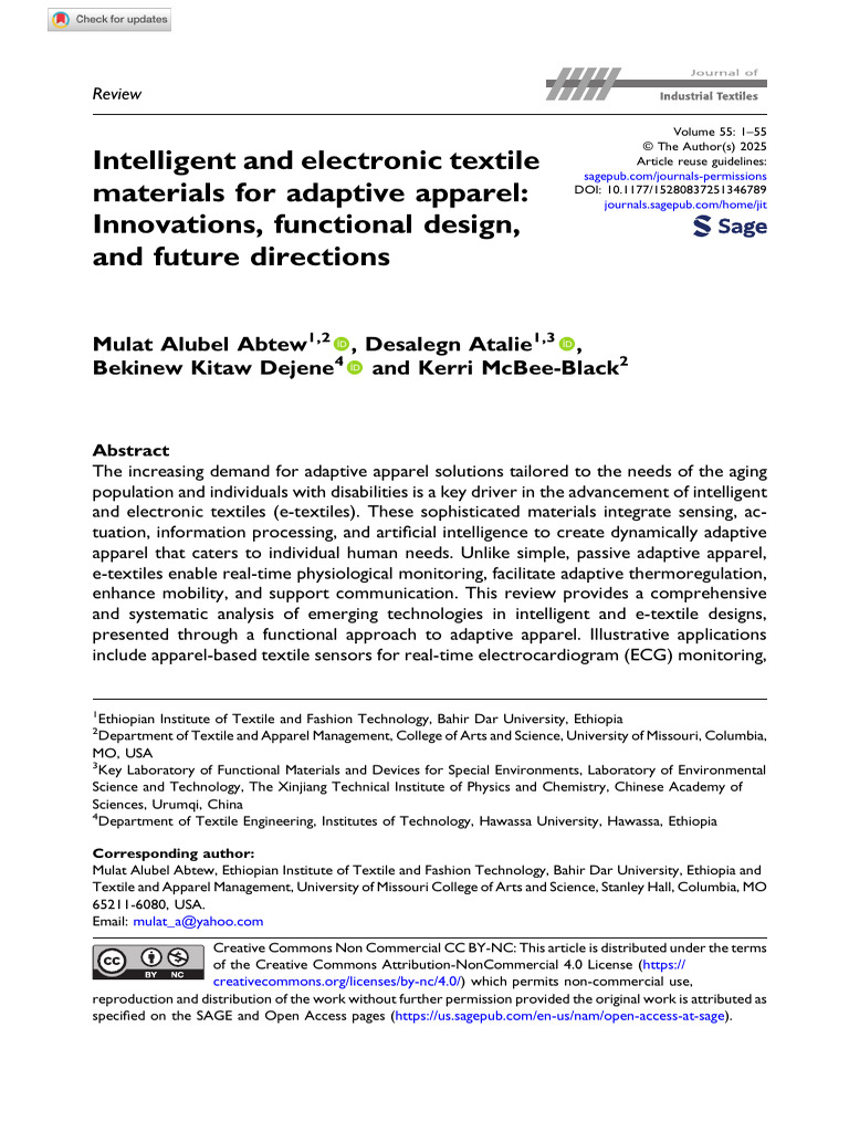 Intelligent E-Textiles for Adaptive Apparel | PDF | E Textiles ...