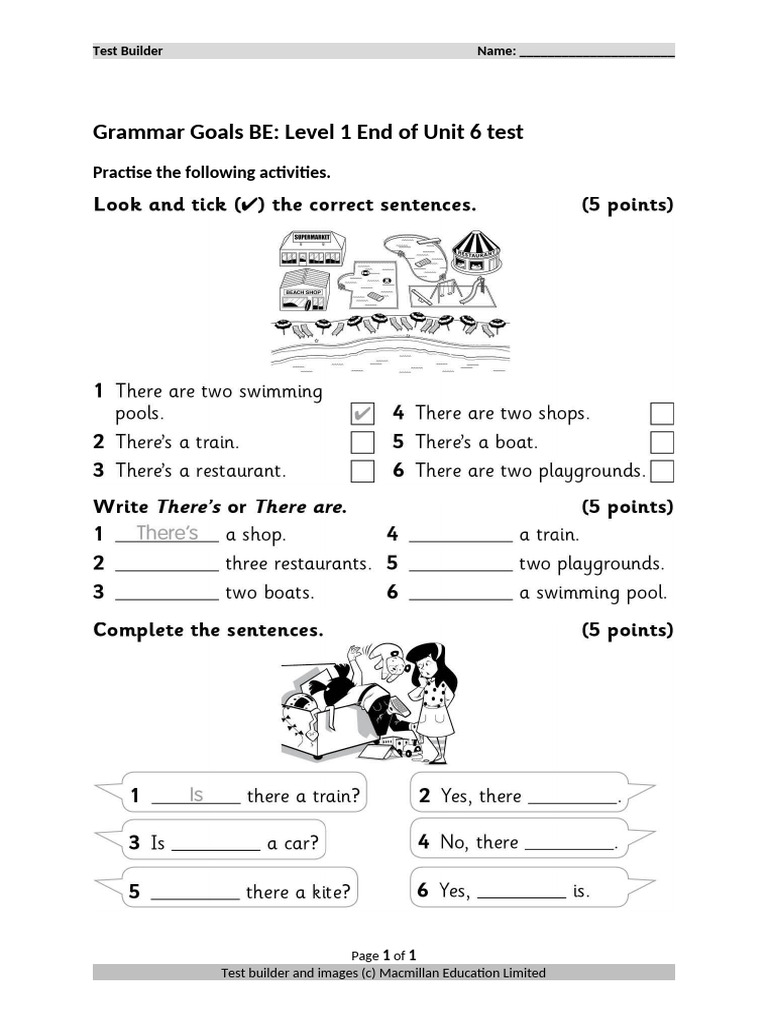 Level 1 Grammar Test Builder | PDF