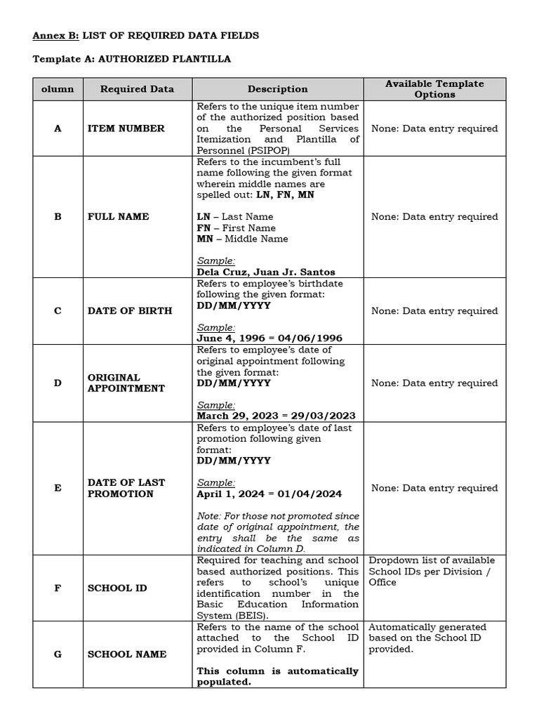 Annex B Template Description For Pre Work | PDF | Economies | Employment